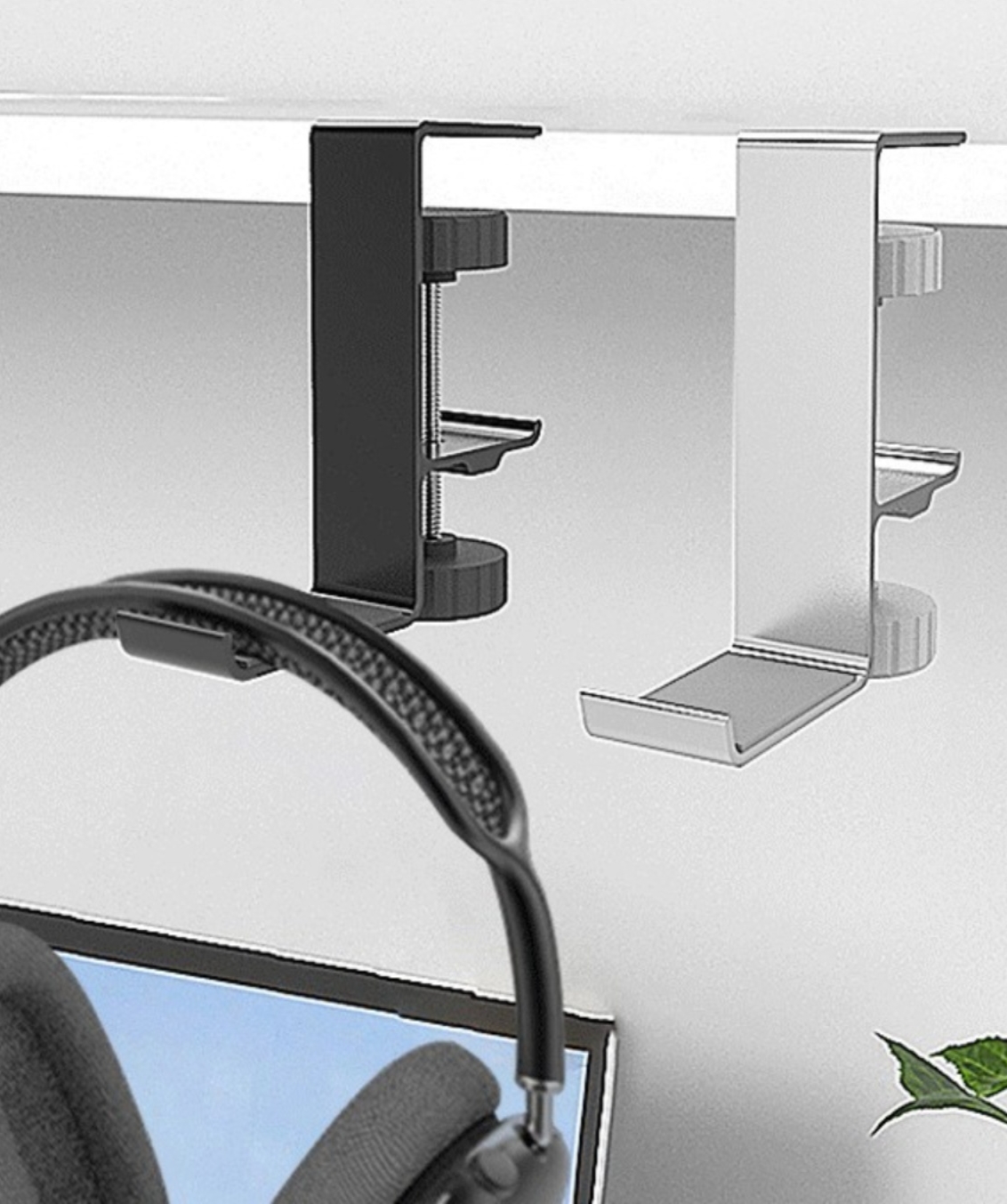 헤드셋 걸이 홀더 무타공 돌려서 설치 논슬립 책상 - 온채널